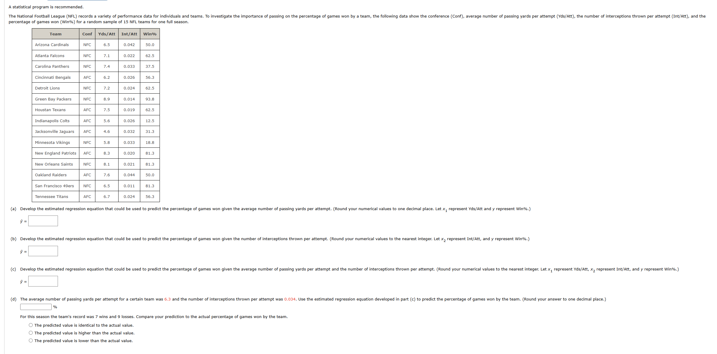 Solved A statistical program is recommended. percentage of | Chegg.com