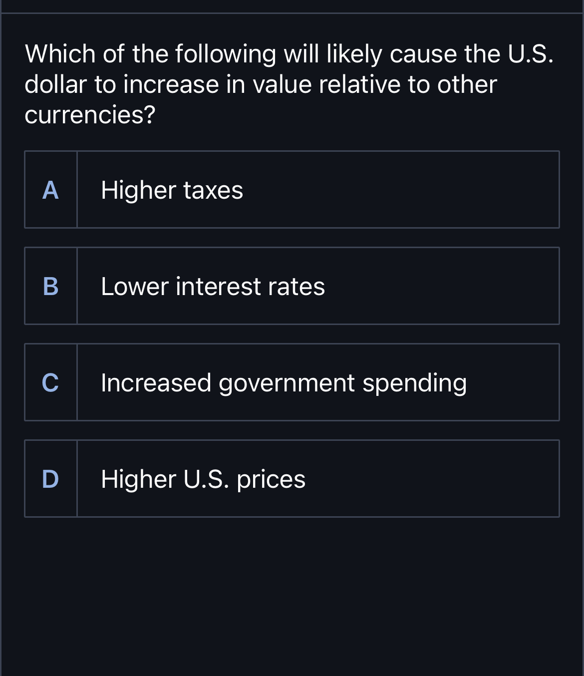 Solved Which of the following will likely cause the U.S. | Chegg.com