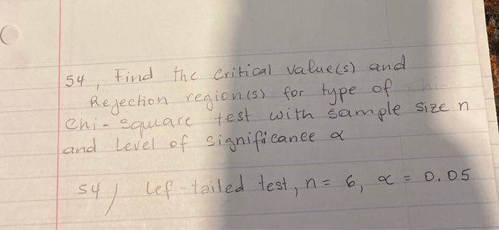 Solved 154 Find the critical value (s) and Rejection region | Chegg.com