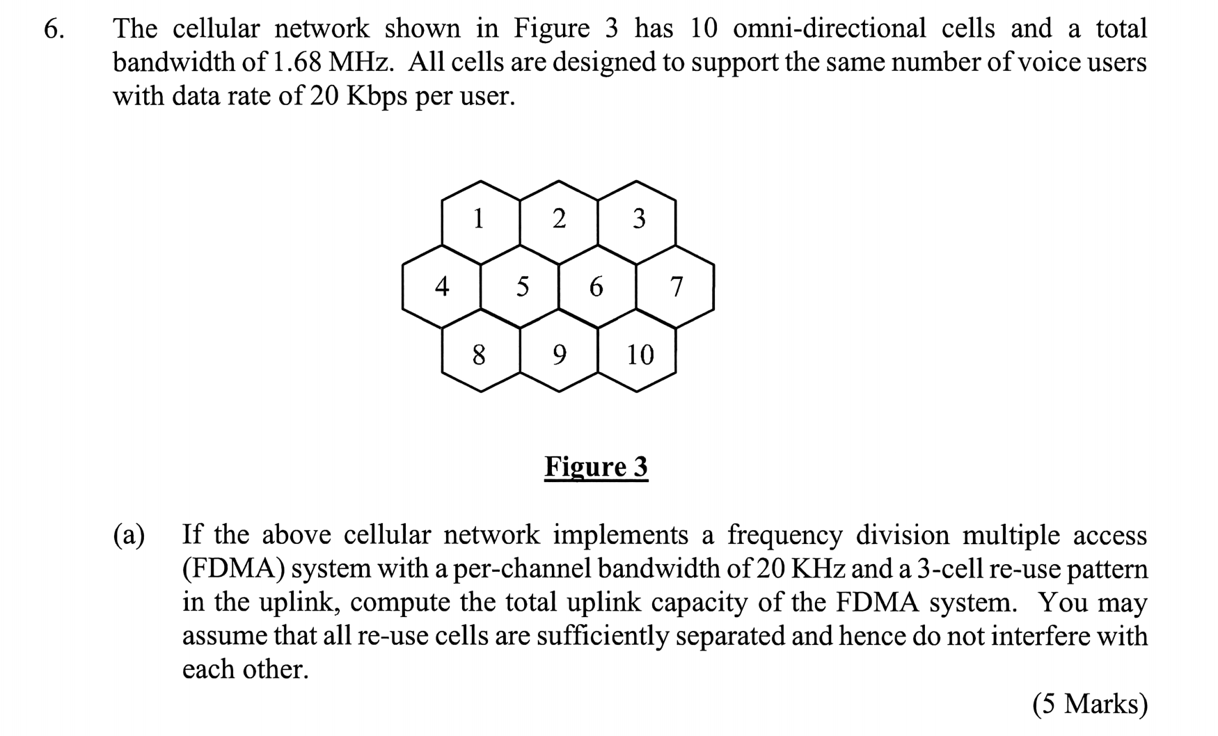 Solved 6. ﻿The cellular network shown in Figure 3 ﻿has 10 | Chegg.com