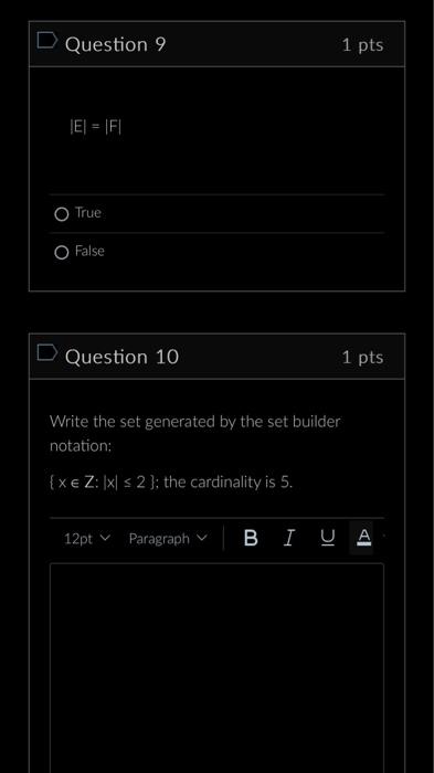 Solved Question 5 1 pts ∅∈B True False Question 6 1pts A is | Chegg.com