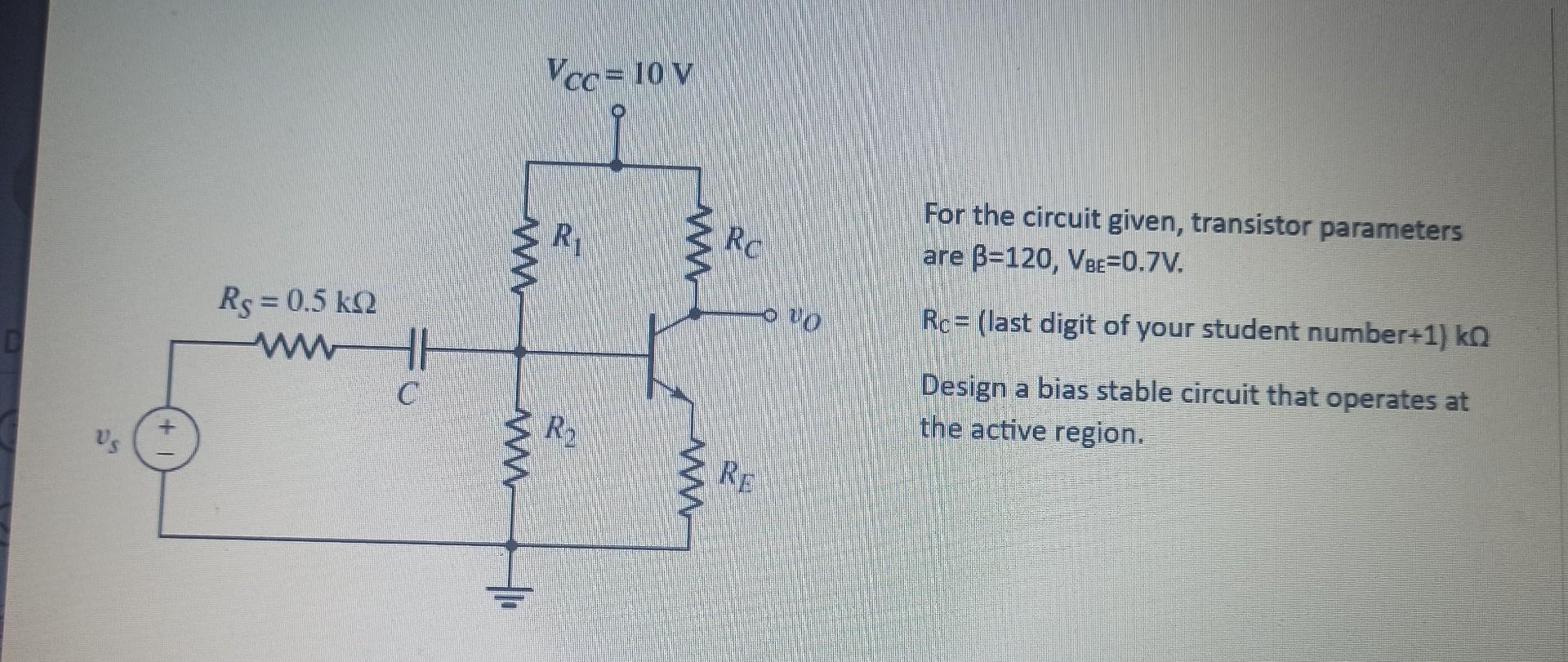 For the circuit given, transistor parameters are | Chegg.com