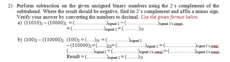 Solved Convert The Given Decimal Number To Binary And Binary