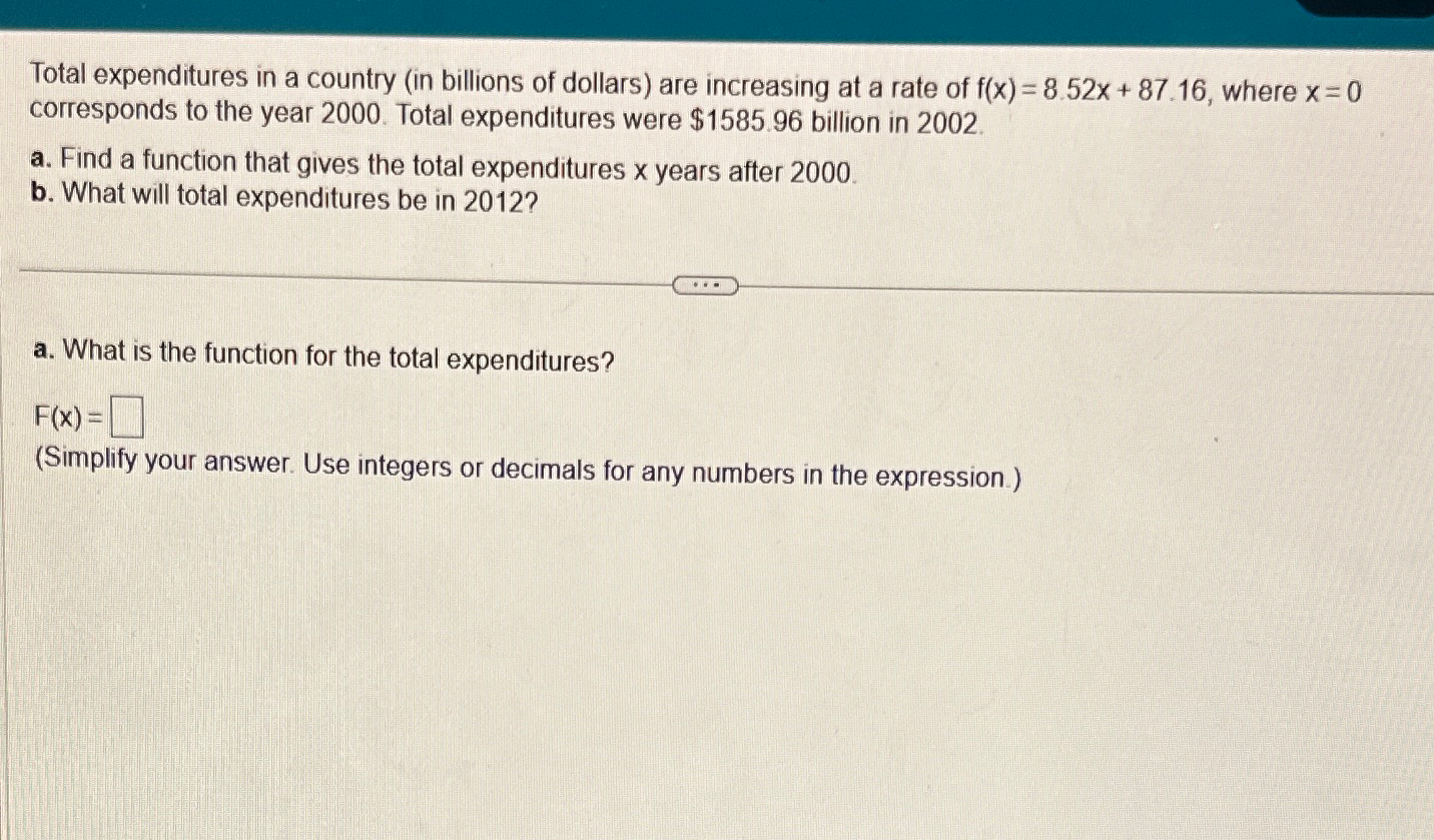 Solved Total expenditures in a country (in billions of | Chegg.com