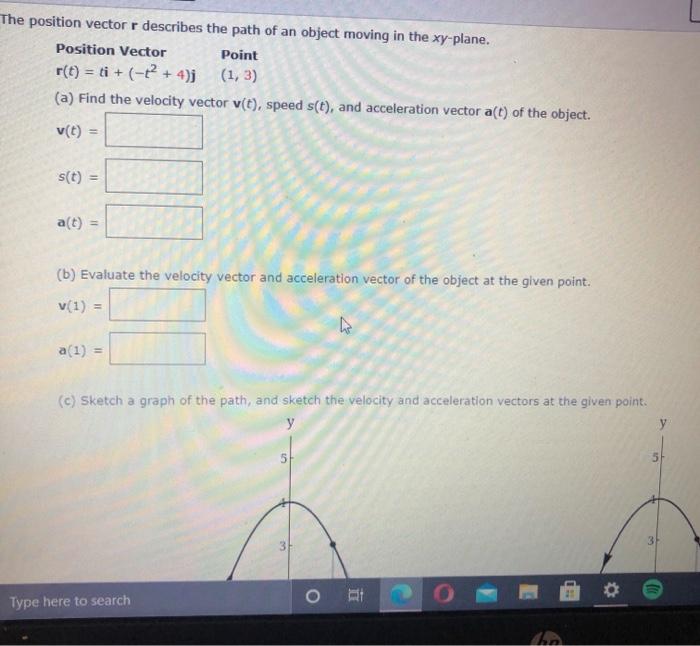 Solved The position vector r describes the path of an object | Chegg.com