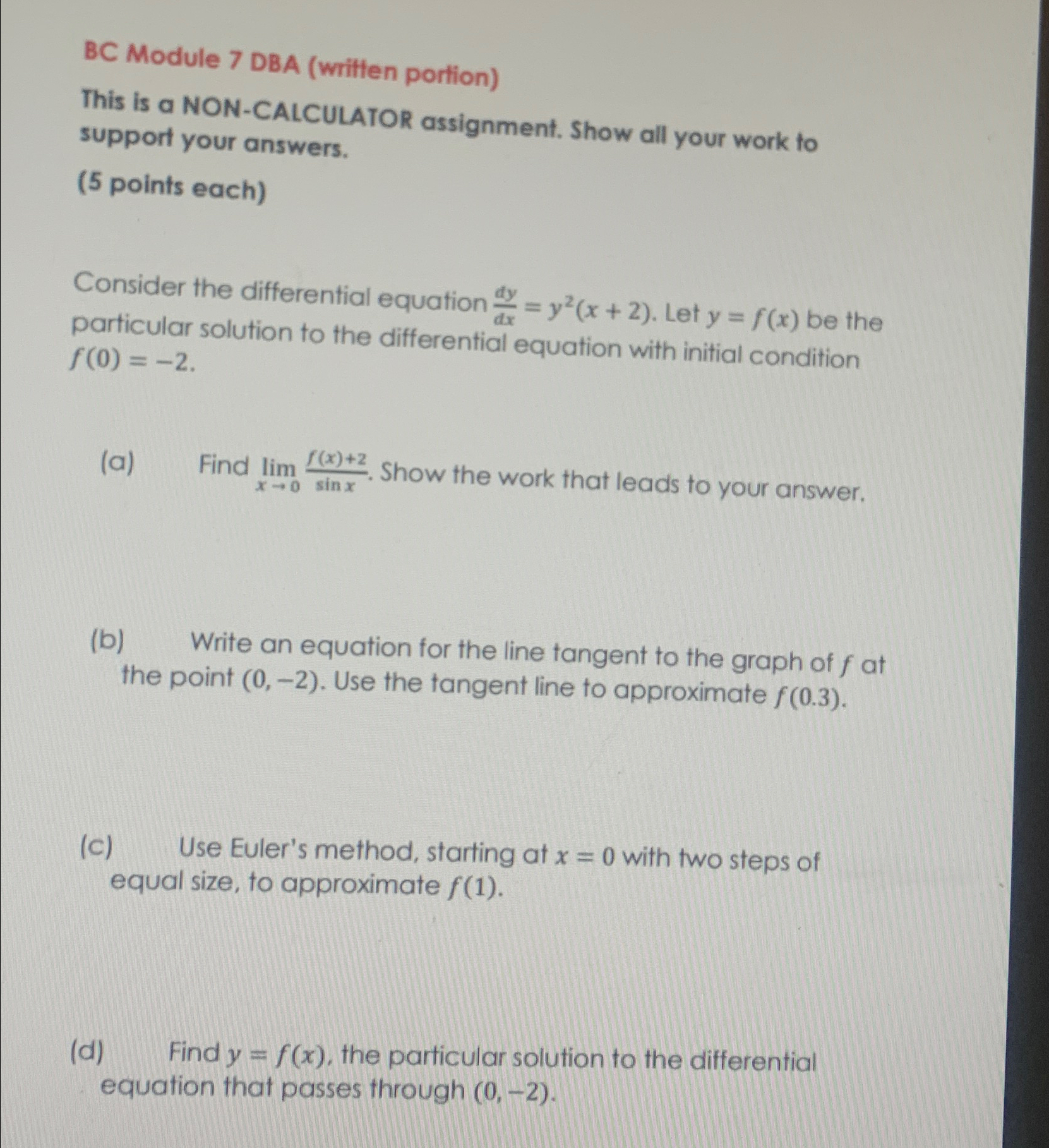 Solved BC Module 7 ﻿DBA (written portion)This is a | Chegg.com