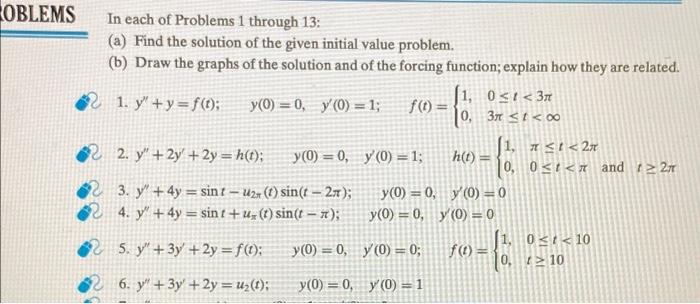 Solved OBLEMS In each of Problems 1 through 13: (a) Find the | Chegg.com