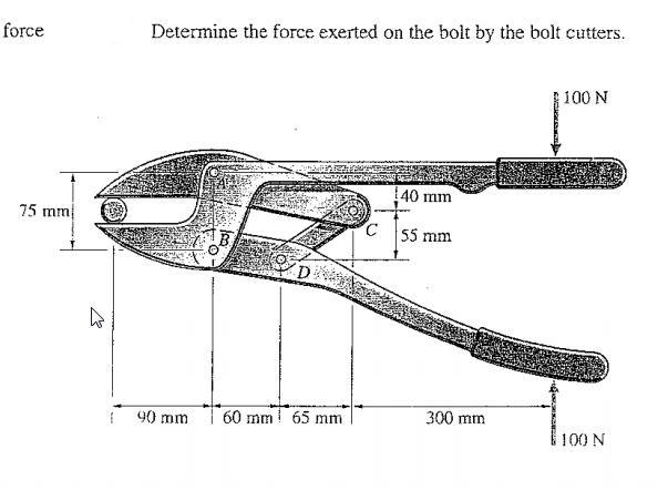 Solved force Determine the force exerted on the bolt by the | Chegg.com