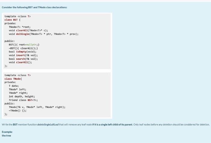 Solved Consider the following BST and TNode class | Chegg.com