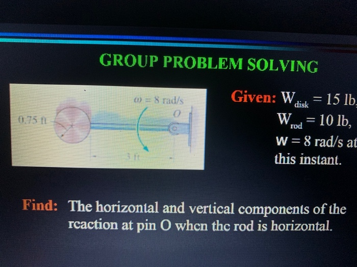 Solved GROUP PROBLEM SOLVING 1) = 8 rad/s Given: Wdisk = 15 | Chegg.com