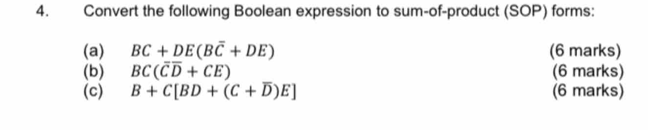 Solved Convert the following Boolean expressions a, ﻿b and c | Chegg.com