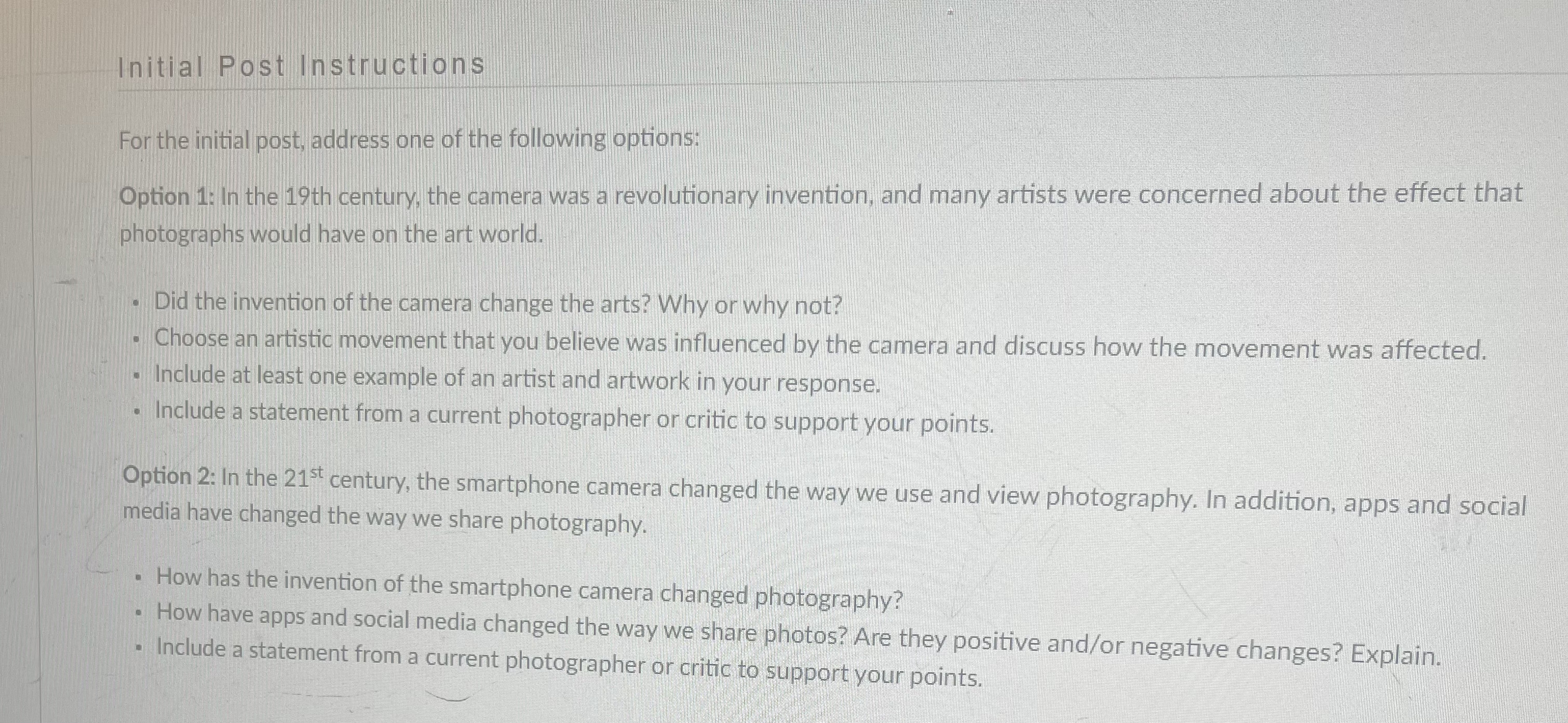 Solved Initial Post InstructionsFor the initial post, | Chegg.com