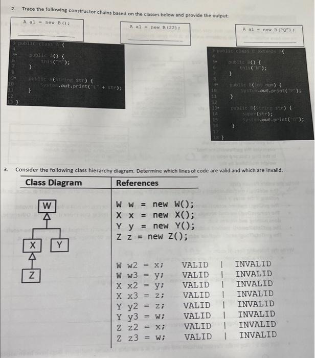 Solved 2. Trace the following constructor chains based on | Chegg.com