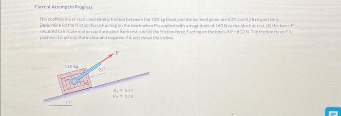 Solved The Coefficients Of Static And Kinetic Friction