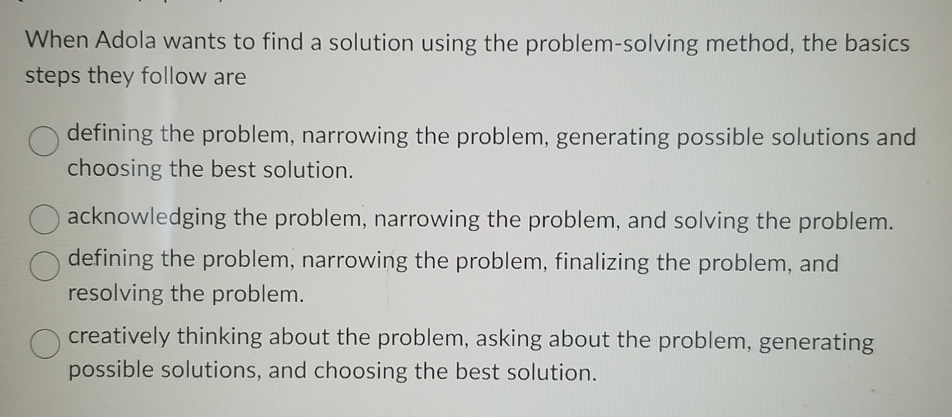 Solved When Adola wants to find a solution using the | Chegg.com