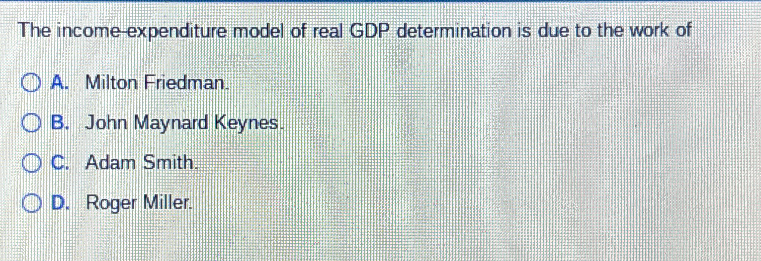 Solved The income expenditure model of real GDP | Chegg.com
