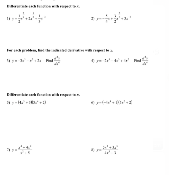 Solved Differentiate each function with respect to | Chegg.com