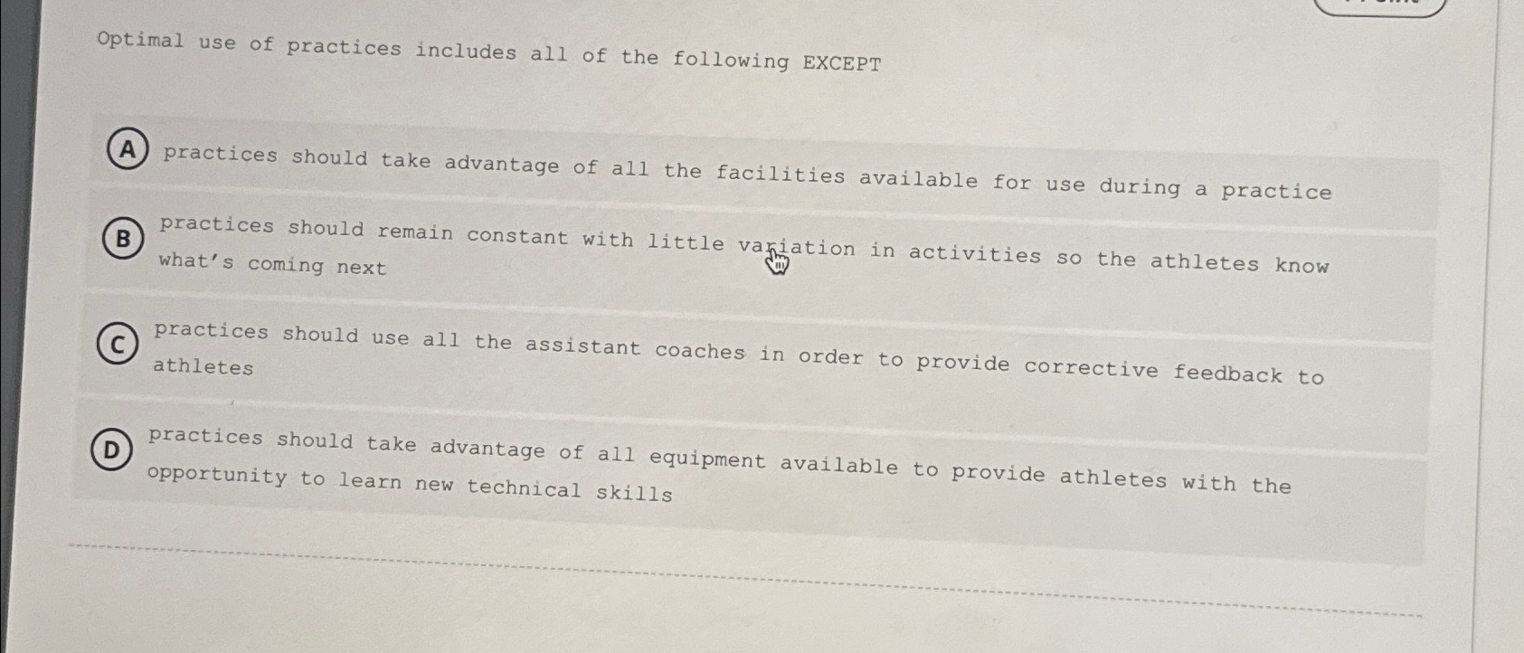 Solved Optimal use of practices includes all of the | Chegg.com