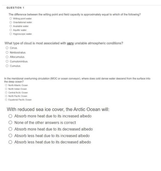 Solved QUESTION 1 The difference between the wilting point | Chegg.com