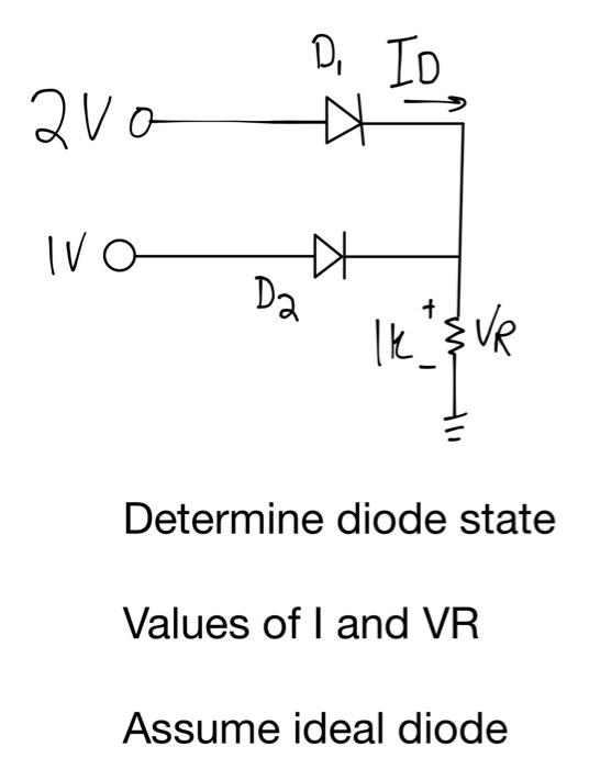 Solved Determine diode state Values of I and VR Assume ideal | Chegg.com