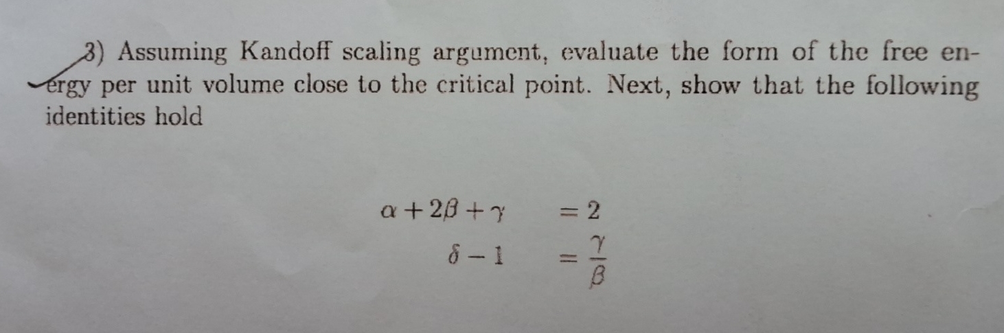 Assuming Kandoff scaling argument, evaluate the form | Chegg.com