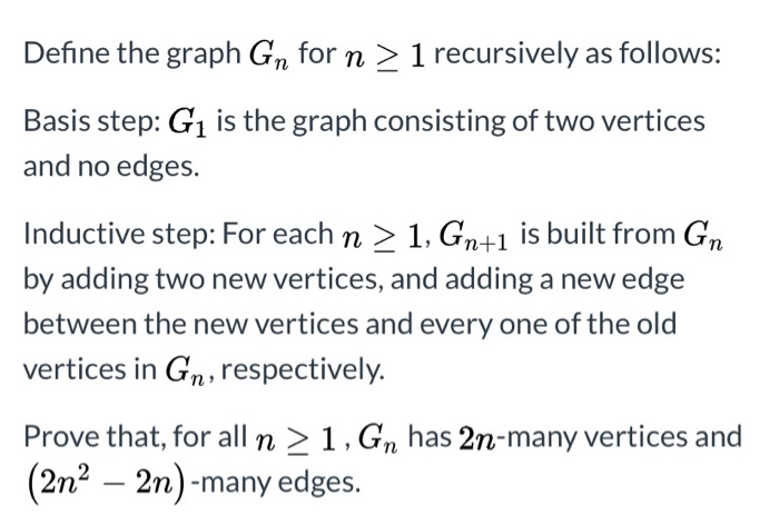 Solved Define the graph Gn for n > 1 recursively as follows: | Chegg.com