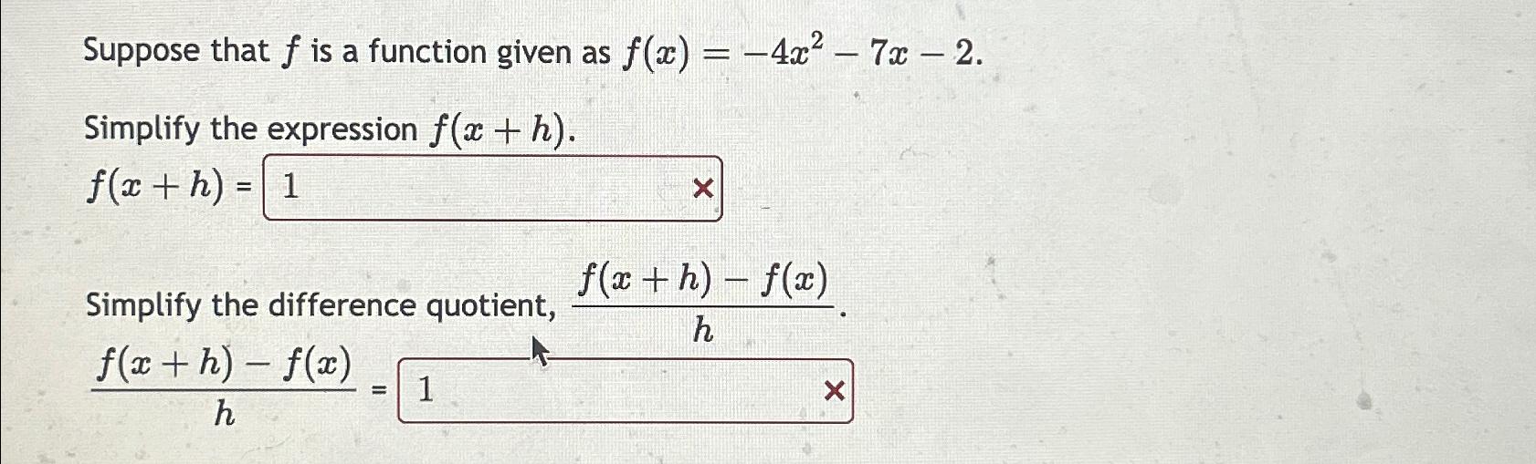 Solved Suppose that f ﻿is a function given as | Chegg.com