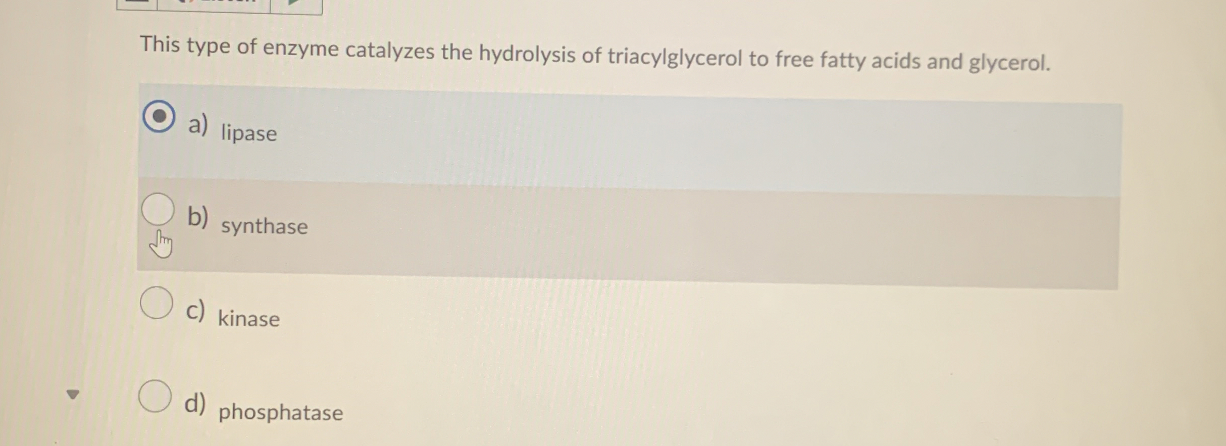 Solved This type of enzyme catalyzes the hydrolysis of | Chegg.com
