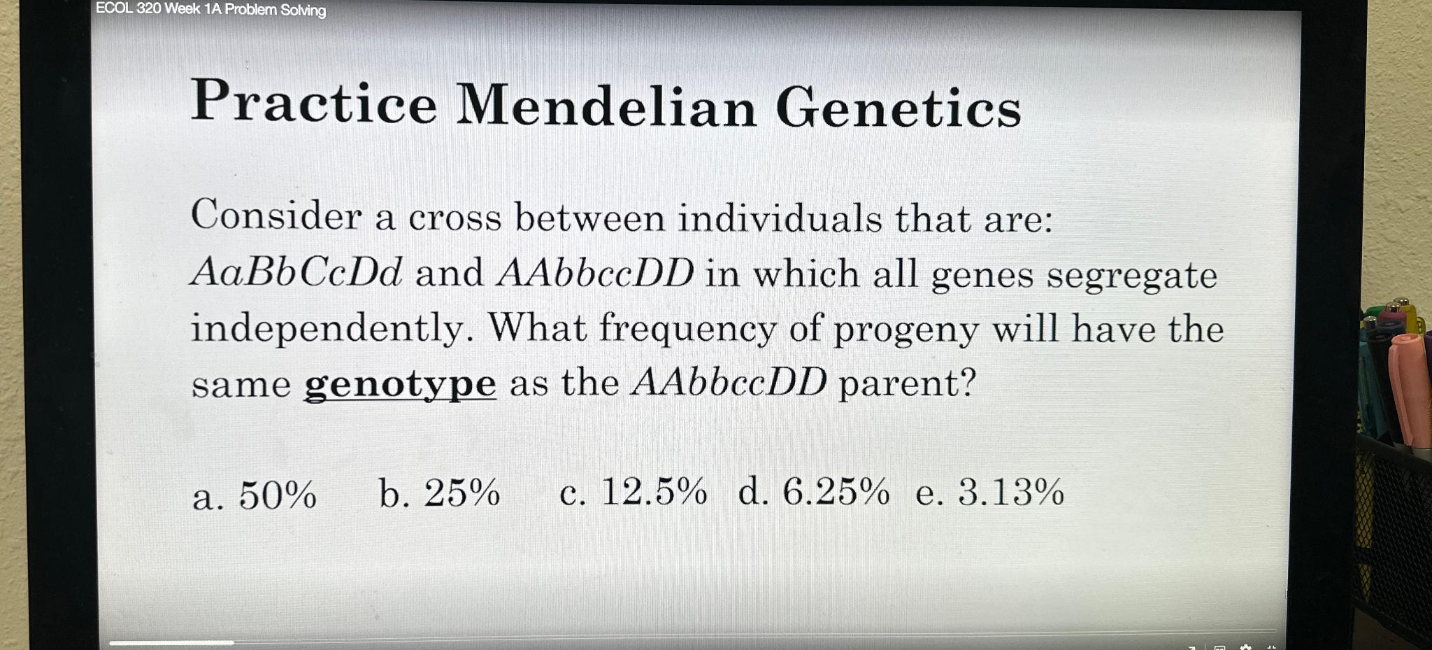 Solved Practice Mendelian GeneticsConsider a cross between | Chegg.com