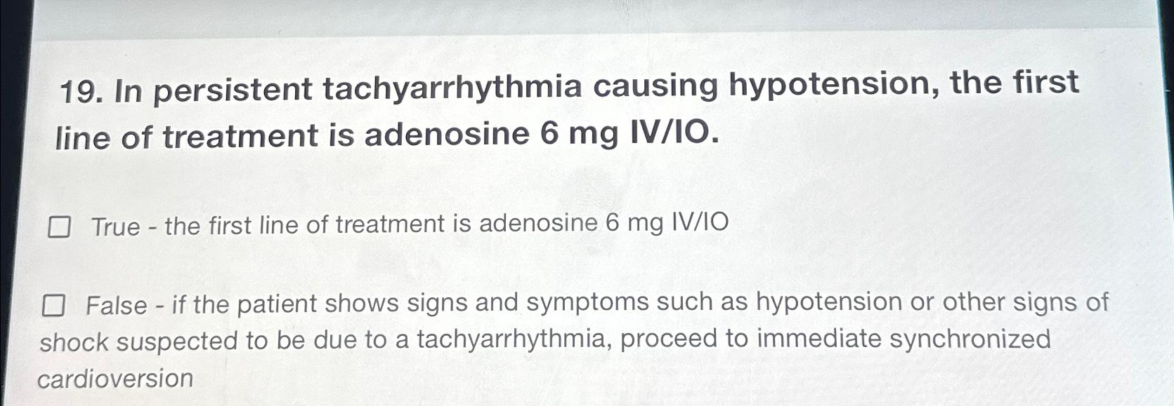 Solved In persistent tachyarrhythmia causing hypotension, | Chegg.com