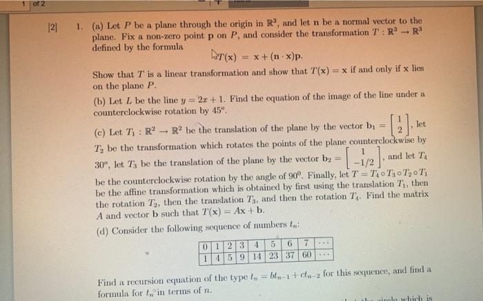 Solved 1. (a) Let P be a plane through the origin in R3, and | Chegg.com