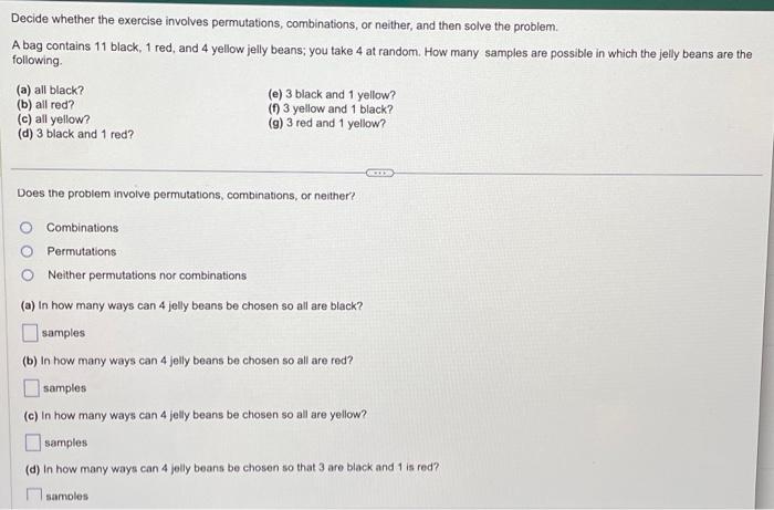 Solved Decide whether the exercise involves permutations, | Chegg.com