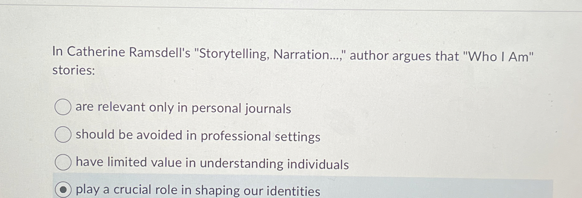 Solved In Catherine Ramsdell's "Storytelling, Narration...," | Chegg.com