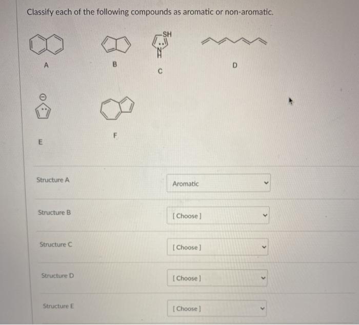 Solved Classify each of the following compounds as aromatic | Chegg.com