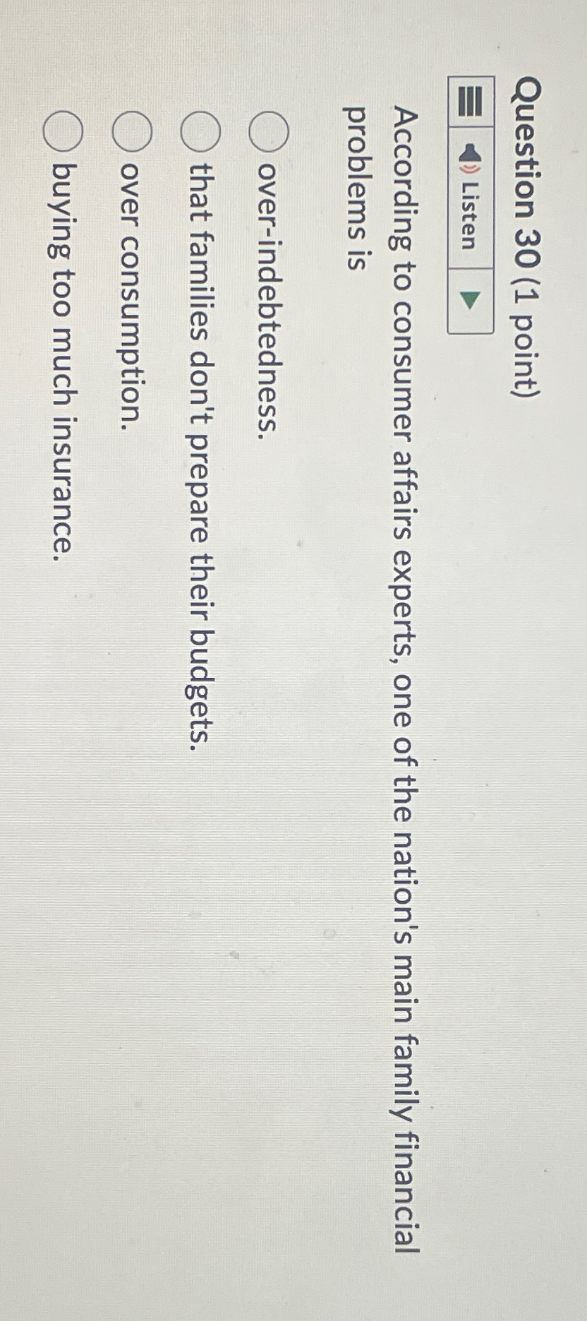 Solved Question 30 1 ﻿point Listenaccording To Consumer