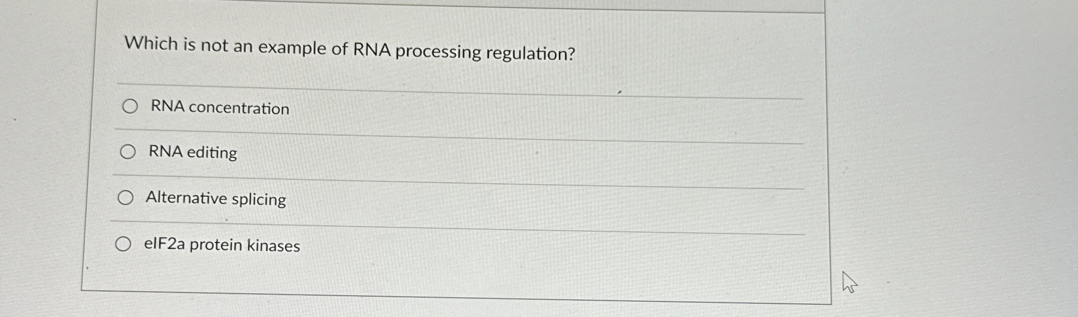 Solved Which is not an example of RNA processing | Chegg.com