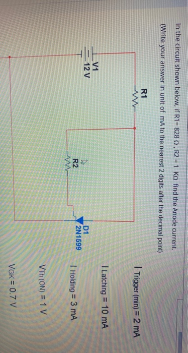 Solved In the circuit shown below, if R1= 828 , R2 = 1 ko | Chegg.com