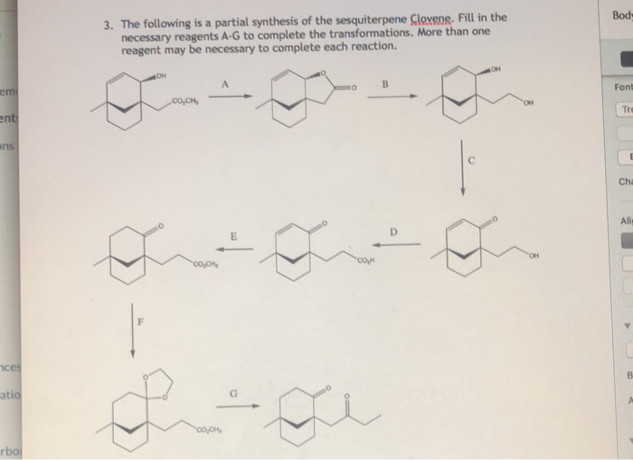 Solved Вос 3. The following is a partial synthesis of the | Chegg.com
