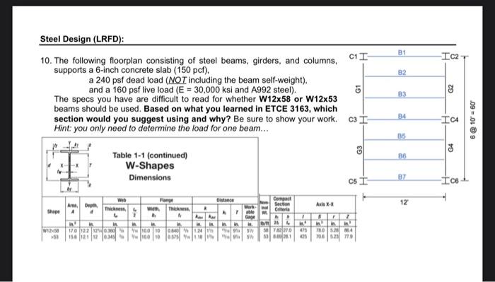 Solved B1 -ICT 82 Steel Design (LRFD): 10. The following | Chegg.com