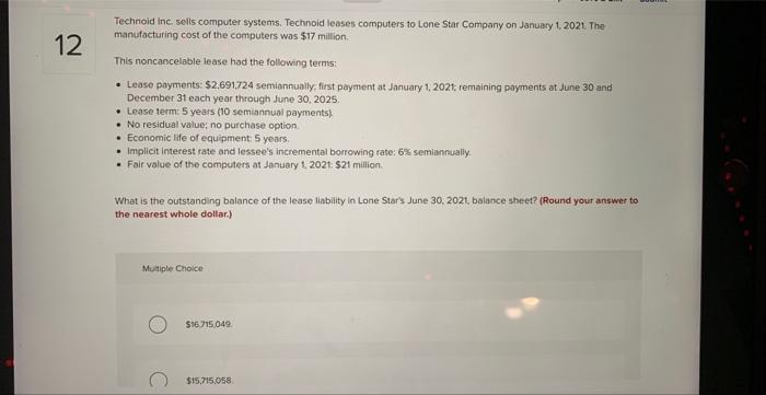 Solved Technoid inc sells compoter systems. Technoid leases | Chegg.com