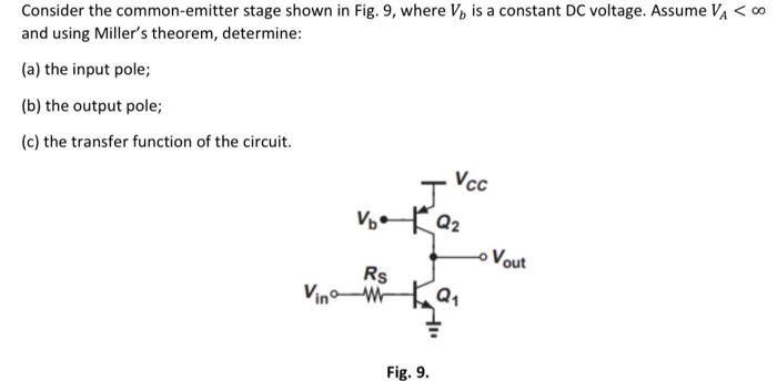Solved Consider the common-emitter stage shown in Fig. 9, | Chegg.com