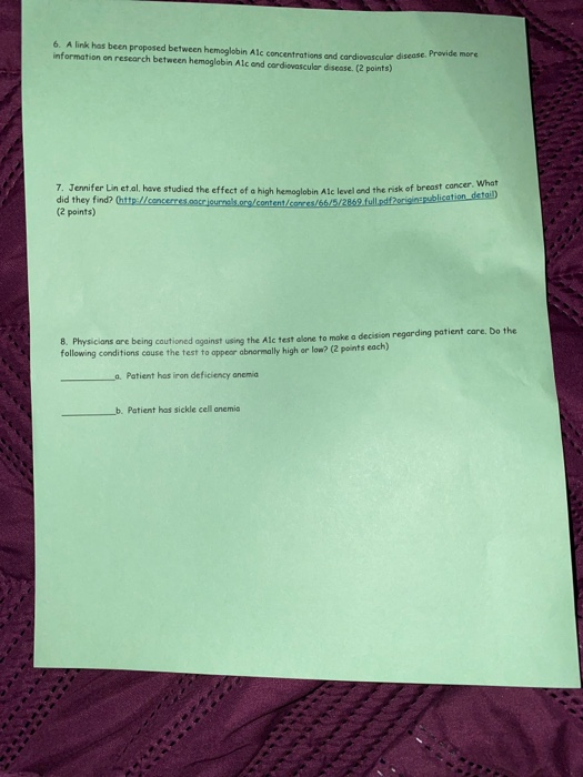 Solved HEMOGLOBIN A1c (HbA1c) 1. What is hemoglobin Alc? | Chegg.com