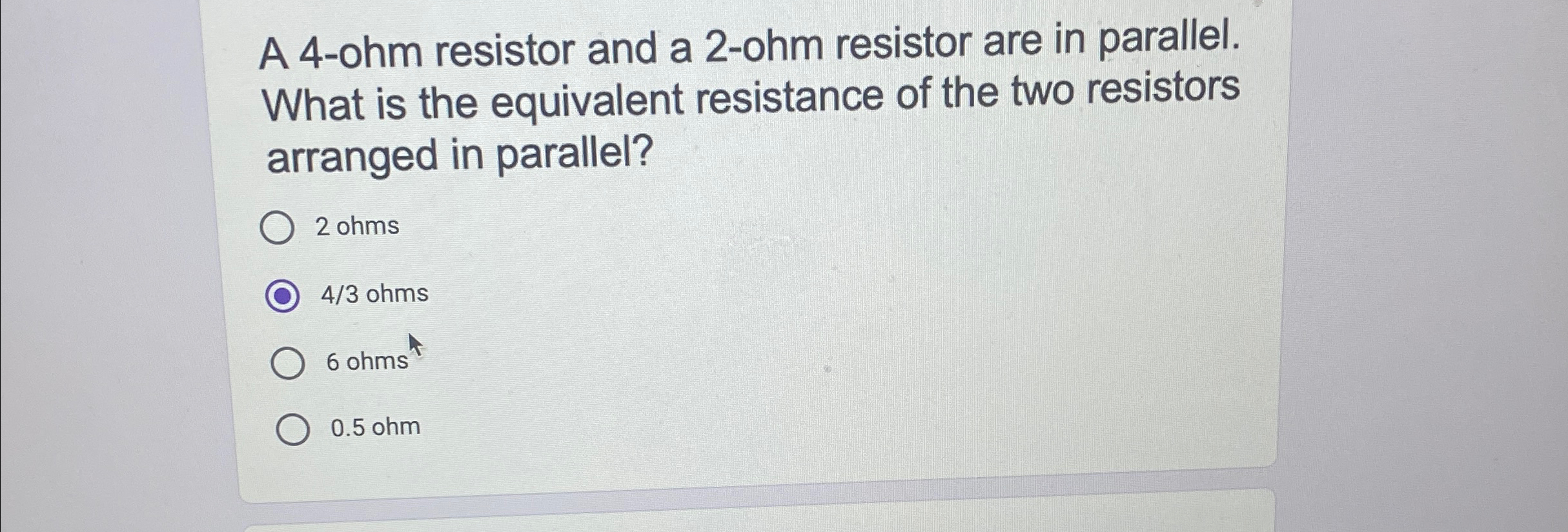 Solved A 4-ohm resistor and a 2-ohm resistor are in | Chegg.com