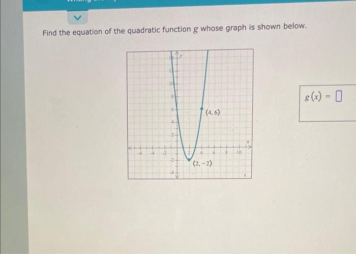 Solved Find the equation of the quadratic function g whose | Chegg.com