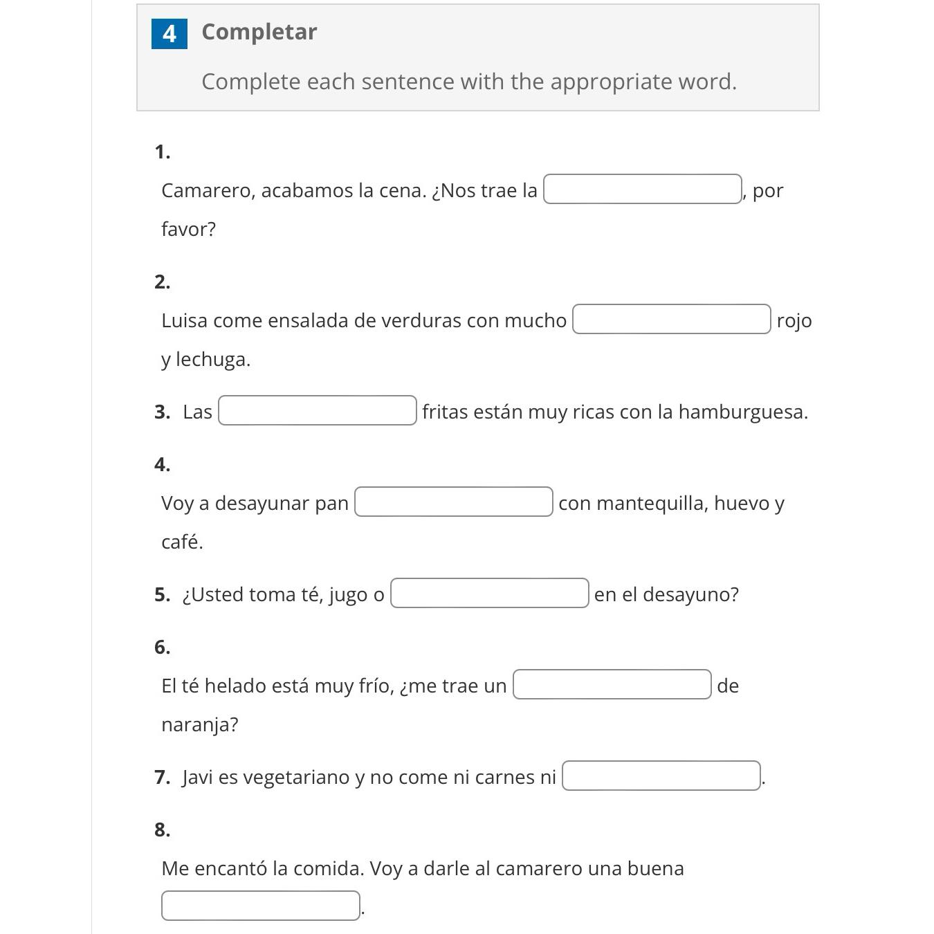 Solved CompletarComplete each sentence with the appropriate | Chegg.com Solved CompletarComplete each sentence with the appropriate | Chegg.com