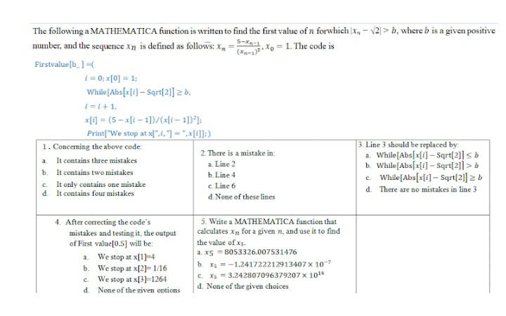 Solved The following a MATHEMATICA function is written to | Chegg.com