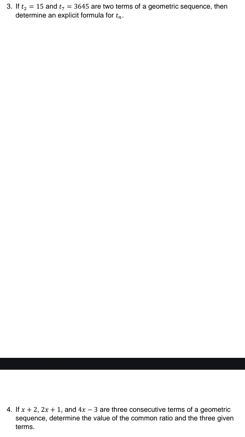 If t2=15 ﻿and t7=3645 ﻿are two terms of a geometric | Chegg.com