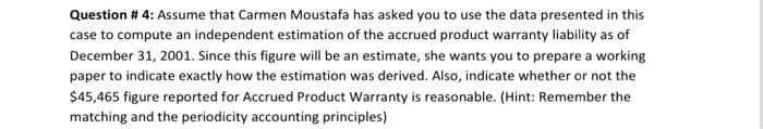 Solved Question \# 4: Assume that Carmen Moustafa has asked | Chegg.com