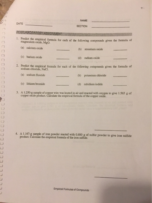 Solved DATE NAME SECTION POSTLABORATORY ASSIGNMENT 1. | Chegg.com