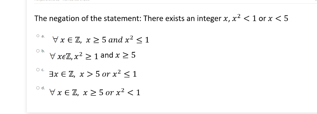 Solved The negation of the statement: There exists an | Chegg.com